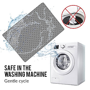 Shape28 Small Area Rug Mat Ultra-Thin Kitchen Rug Entrance Mat with Non Slip Rubber Backing Size 20 inches x 16 inches Color Gray Design 6m