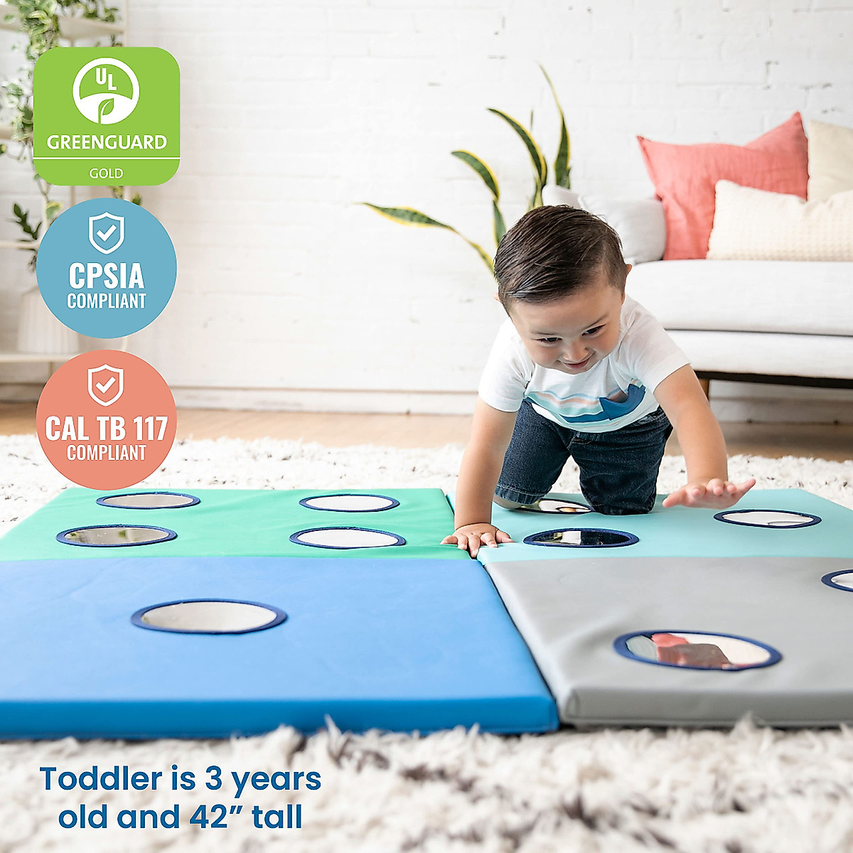 ECR4Kids SoftZone 123 Look at Me Activity Mat, Folding Playmat, Contemporary