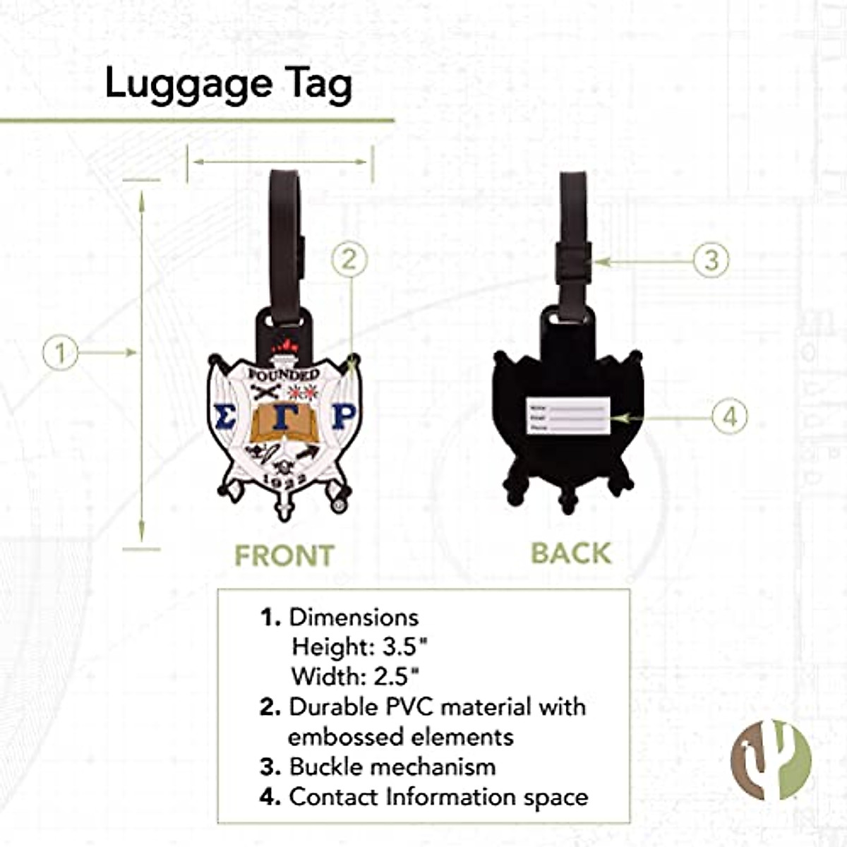 Sigma Gamma Rho Luggage Tag Sorority Bag (PVC Luggage Tag - Crest)