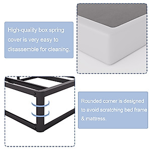 Woozuro Full Size Bed Frame, 5 Inch Low Profile Metal Box Spring with Fabric Bed Cover, 2500lbs Heavy Duty Steel Structure Mattress Base, Noise-Free Bed Foundation, Easy Assembly, Black