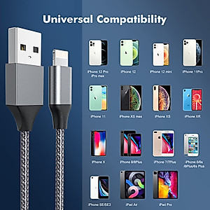 Sundix iPhone Charger, Lightning Cable [MFi Certified] 5Pack [1/3/3/5/5FT] iPhone Charger Cable Cord Nylon Braided Fast Charging Data Transfer Cord for iPhone 14/13/12/Pro Max /11/XS/Max/XR/X/8