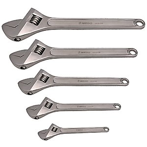 WEDO 5Pcs Stainless Steel Adjustable Wrench Set, Adjustable Spanner, Precision Milled Jaws for Max Gripping Power, Anti-Corrosion, DIN Standard, Die-forged, Rust-Proof(Length 4”,6”,8”,10”,12”)