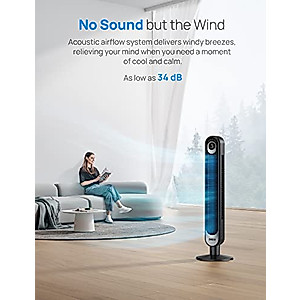 Dreo Cruiser Pro T1 Tower Fan, 42 Inch Quiet Oscillating Bladeless Fan with Remote, 3 Modes & 24 Space Heater, 10ft/s Fast Quiet Heating Portable Electric Heater with Remote, 3 Modes, Black