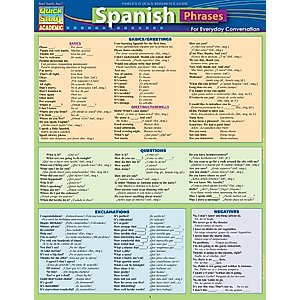 Spanish Phrases (English and Spanish Edition) QuickStudy Laminated Reference Guide (QuickStudy Academic)