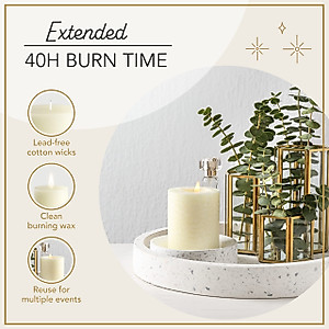 Melt Candle Pillar Candles, 3 Pack - Unscented Candles for Home, Church, Weddings, & More - 3" x 4", Ivory