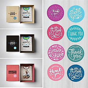 1000pcs Thank You Stickers with 2 Colors&8 Designs 1.0” Thank You for Supporting My Small Business Sticker Gold Foil Pink Blue Thank You Stickers Labels for Business