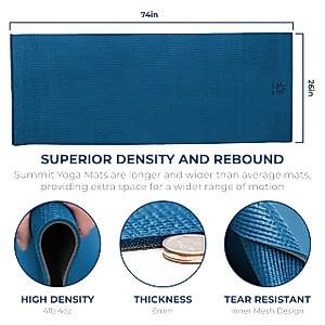 Sunshine Yoga Summit Yoga Mats, 74 by 26 Inches, 6mm Thick, Flake-Resistant, Non-Slip Bulk Fitness Mats for Workout, Extra Long and Wide Mats for Schools and Studios, 6 Pack, Oceanside