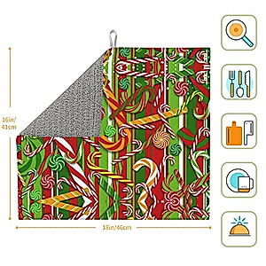 Merry Christmas Printed Drying Mat For Kitchen Ultra Absorbent Microfiber Dishes Drainer Mats Non-Slip Silicone Quick Dry Pad - 18 X 16inch