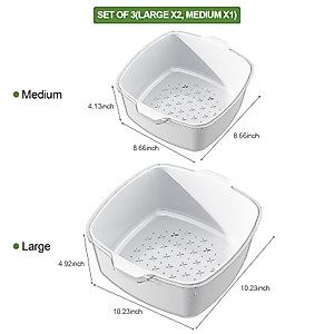 MSHOMELY 6PCS Colander Bowl Kitchen Strainer for Fruit and Vegetable Wash, Food Strainers for Kitchen Plastic Fruit Wash Colander, Strainer and Bowl Set, White-Clear