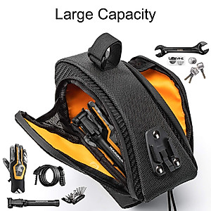 ROCKBROS Bike Saddle Bag Bike Seat Bag with Water Bottle Holder Bicycle Bag Under Seat Waterproof for Road Bike