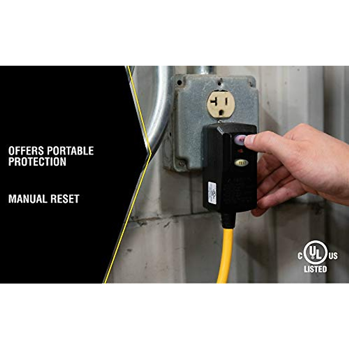 Woods 2814 Coleman Power Block with Gfci; 125 V; 15 A; 12/3 Awg Sjtw; 3-Outlet; Yellow