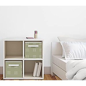 Sweet Jojo Designs Sage Green Boho Mudcloth Foldable Fabric Storage Cube Bins Boxes Organizer Toys Kids Baby Childrens Set of 2 White Bohemian Woodland Tribal Southwest Mud Cloth Hatch Triple Line