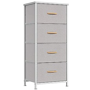 BANTI Dresser for Bedroom with 4 Drawers, Storage Tower, Organizer Unit, Fabric Dresser for Hallway, Entryway, Closets, Sturdy Steel Frame, Wood Top, Easy Pull Handle, Light Grey