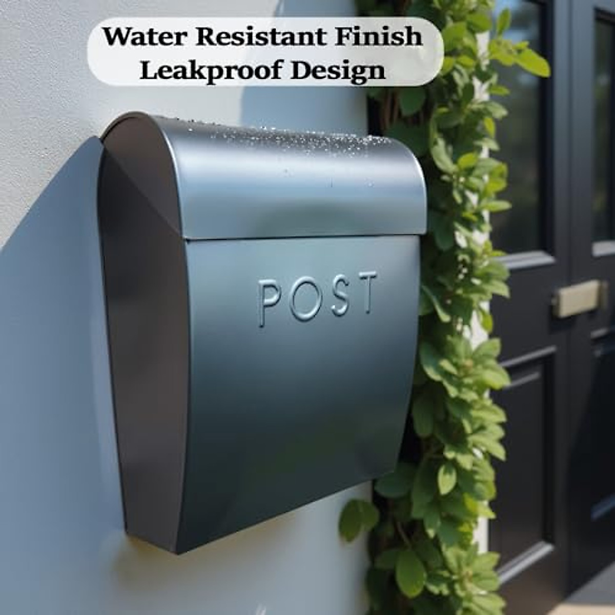 NACH Large Wall Mount Mailbox, 5.07 x 12.44 x 5.39 inches, Black Mailboxes for Outside Wall Mount, Waterproof Mailbox - The Sylvia Mailbox