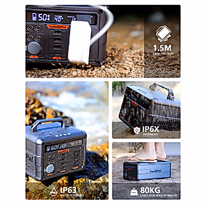 Portable Power Station 300W, Lumopal 298Wh Solar Generator IP63 Waterproof Super Quiet with PD 100W USB-C/ 120V AC Pure Sine Wave Outlet, Backup Lithium Battery for Camping Home Blackout (500W PEAK)
