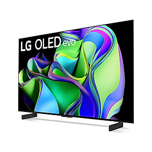 LG OLED55C3PUA OLED evo C3 55 Inch HDR 4K Smart OLED TV 2023 (Renewed) Bundle with Monster TV Full Motion Wall Mount for 32-70 inch with 6 Piece Sound Reactive Lighting Kit