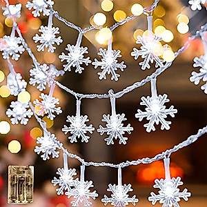 Christmas Lights Snowflake String Lights 19.6 ft 40 LED Fairy Lights Winter Wonderland Lighted Decor for Xmas Garden Patio Bedroom Party Decor Battery Operated Indoor Outdoor Celebration Lighting