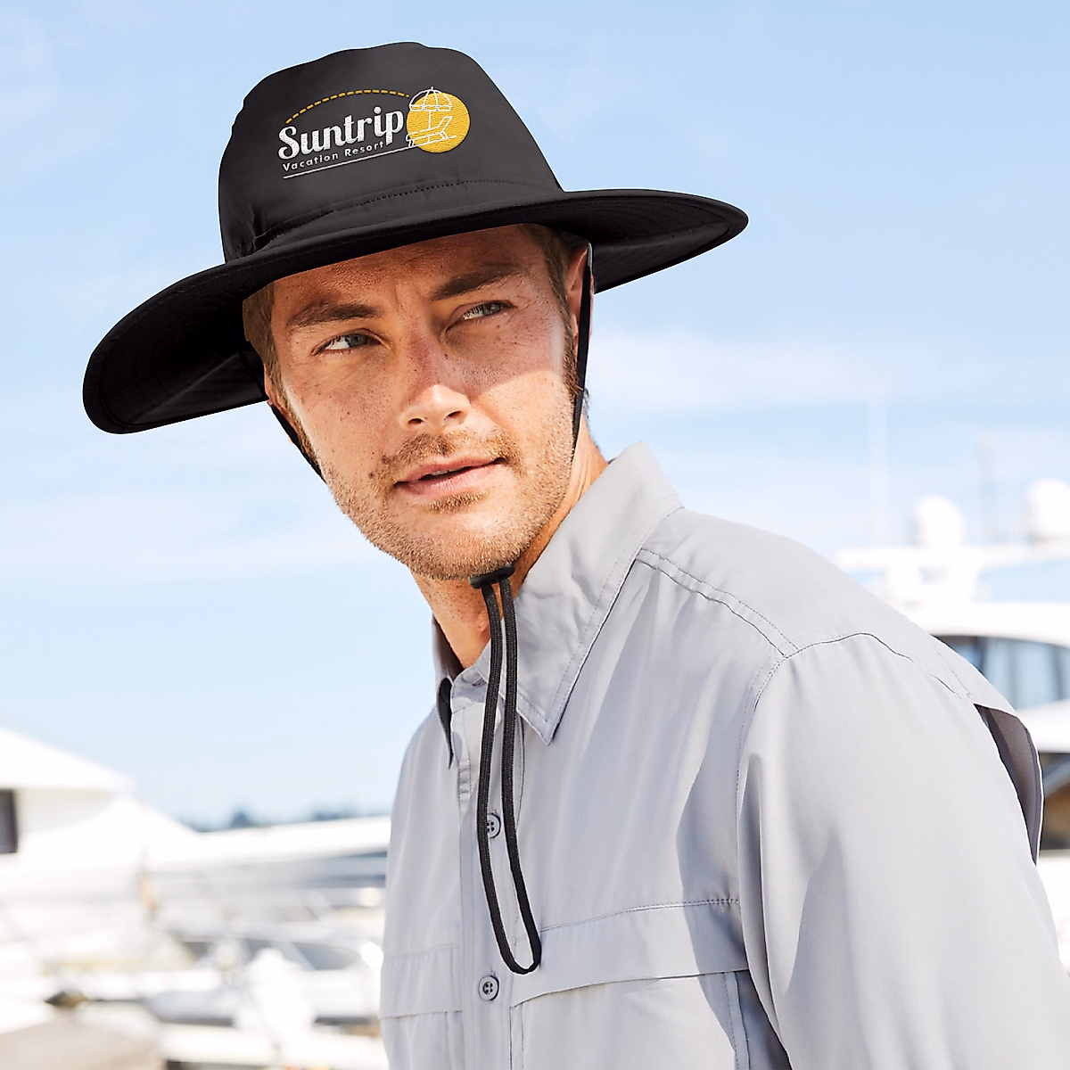 Custom Embroidered Bucket Hat Design Your Own Logo Personalized Embroidered Summer Sun Hat Black