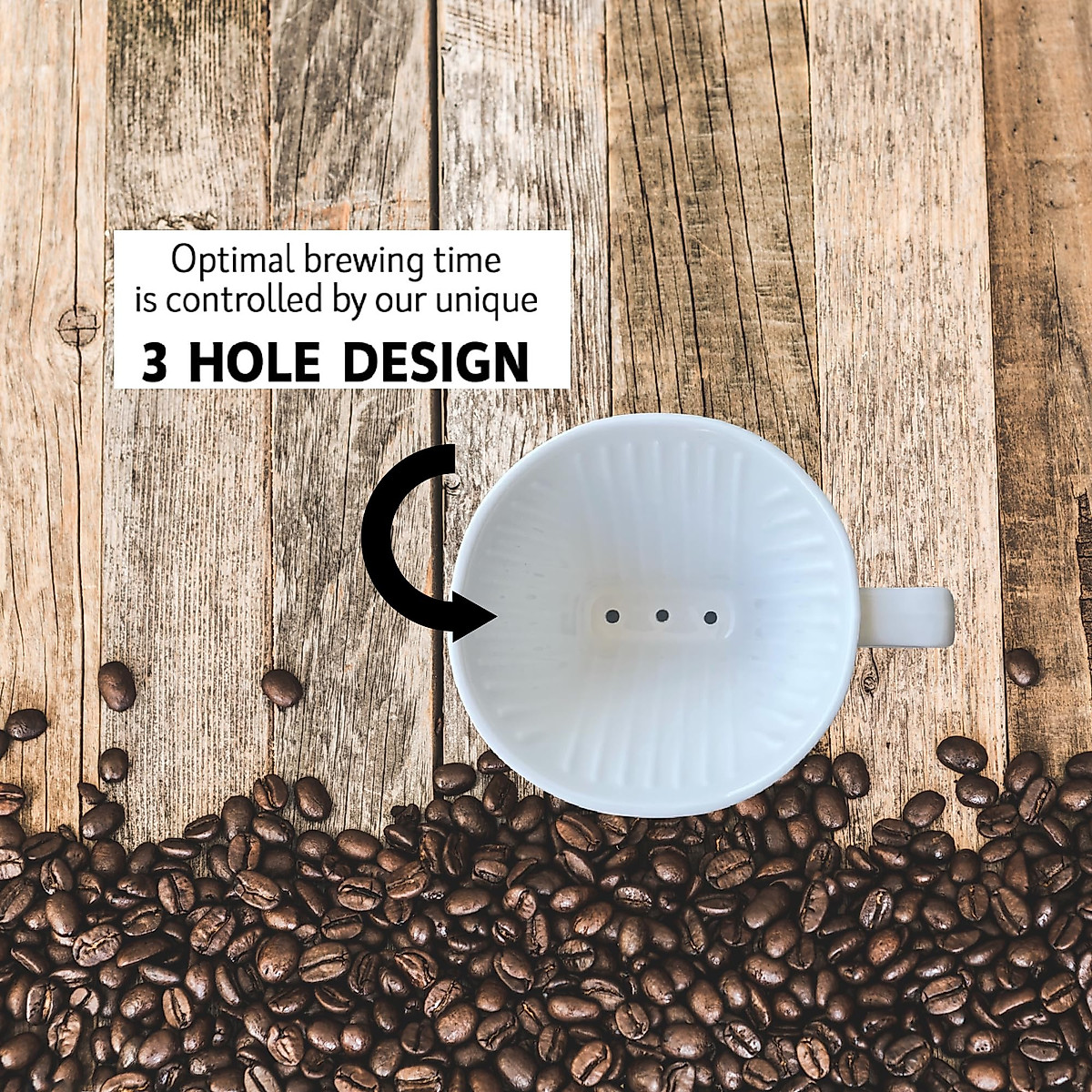 Black Lab Coffee Pour Over Single Cup Ceramic Brewer with Melitta Filters by Simply Charmed (Black Lab)