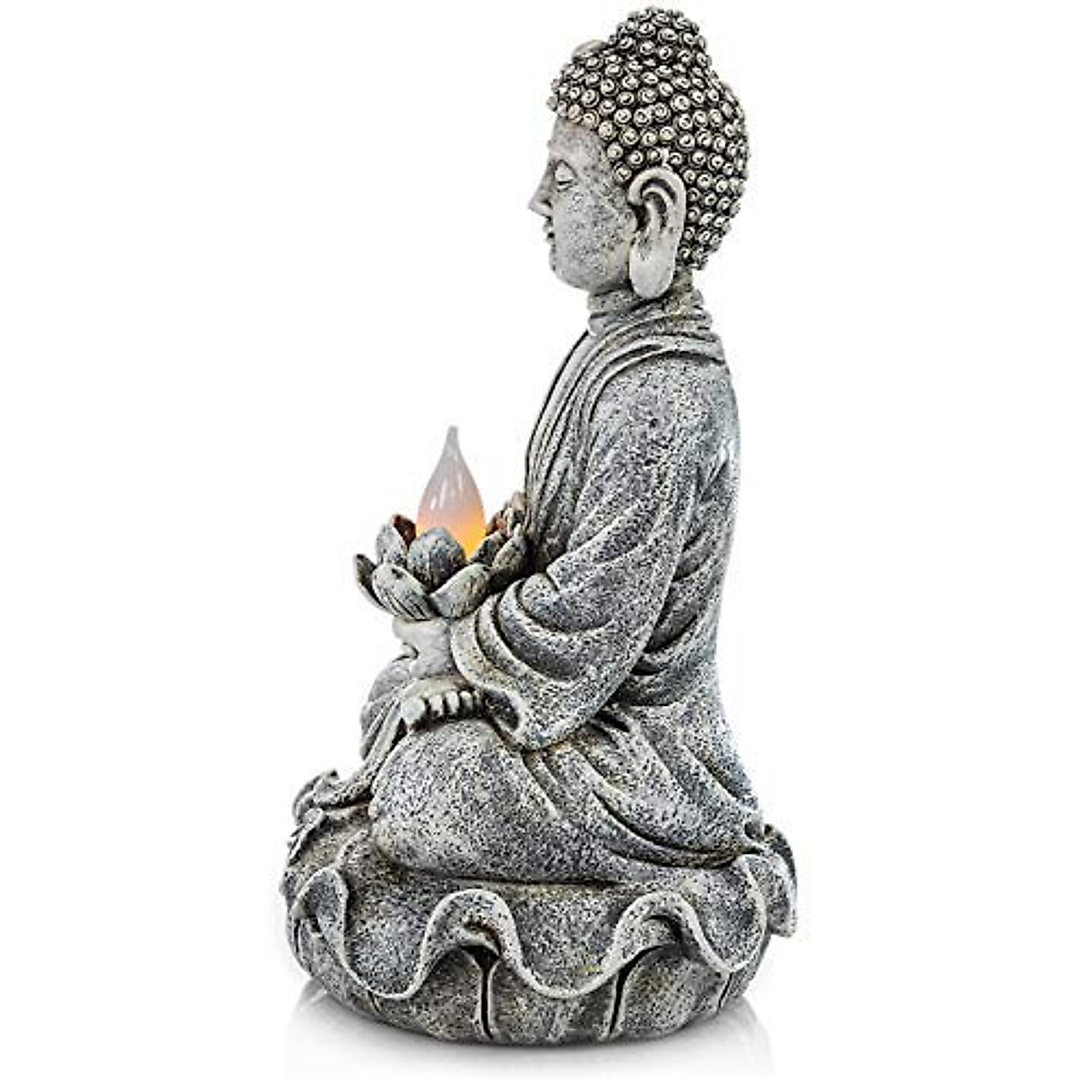 VP Home Zen and Tranquil Buddha Solar Powered Flickering LED Outdoor Decor Garden Light