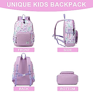 VASCHY Kids backpacks Girls, Cute Lightweight Water Resistant Toddler Kindergarten Preschool Backpack Purple Dinosaurs Purple Dinosaurs
