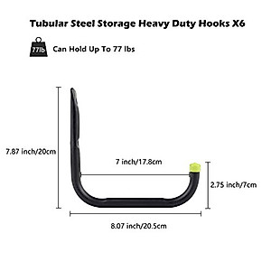 Intpro Garage Organization Hooks Heavy Duty Garage Storage Utility Wall Hooks Garden Tool Wall Hanger for Ladder Bike Shelf Hose Power Tool 6 Pack
