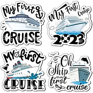 4 Pcs My First Cruise Door Magnets Stickers Cruise Door Decoration Magnetic Cruise Ship Door Decorations Decorative Fridge Door Car Magnets Decor Decal Souvenir Gift for Carnival Cruise