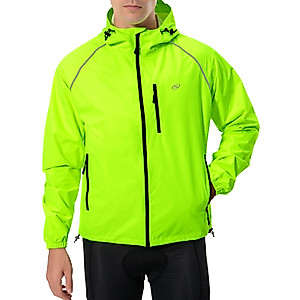 Men's Cycling Running Rain Jacket Lightweight Waterproof Biking Hiking Windbreaker Raincoat Reflective Packable
