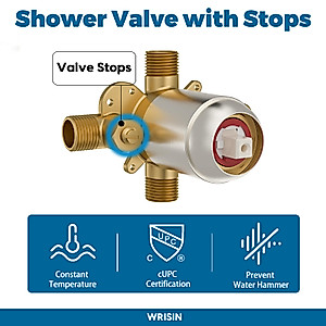 WRISIN Black Shower Faucet Set with Tub Spout (Valve Included), Black Shower Head and Handle Set, Bathtub Faucet Set with 4.7 Inch & 6 Setting Handheld