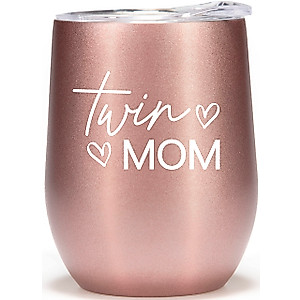 VIOLET & GALE Twin Mom Gifts - 12oz Tumbler Cup Wine Glass- Beautiful Coffee Mug For Mom of Twins, Twins Baby Gifts