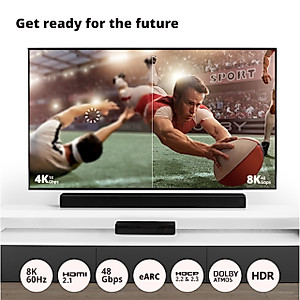 8K HDMI ARC/eARC Cable for Soundbar 6.6FT/2M [Certified] HDMI 2.1 Cable 48Gbps Ultra High Speed Cable in-Wall Safe, 4K 120Hz, Supports Dynamic HDR, HDCP, Dolby Atmos for Vizio Samsung Bose Sound Bars