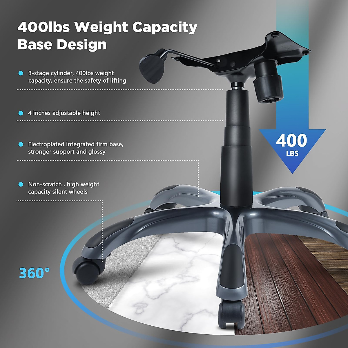 Soontrans Executive Office Chair 400lbs Big and Tall Office Chair for Heavy People Wide Seat Leather Desk Chair Adjustable Rocking Computer Chair Ergonomic Office Chair（Grey）