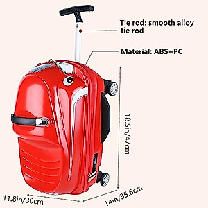ELDA 20" Kids Ride-on Travel Suitcase Trolley Children's Carry On Hardside Rolling Luggage with Wheels，TSA Lock，Car Design for Boys Girls