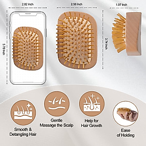 Maji Mama Handmade Natural Wooden Hair Brush Hairbrush with Bamboo Pins Massage Scalp & Detangling All Hair Types