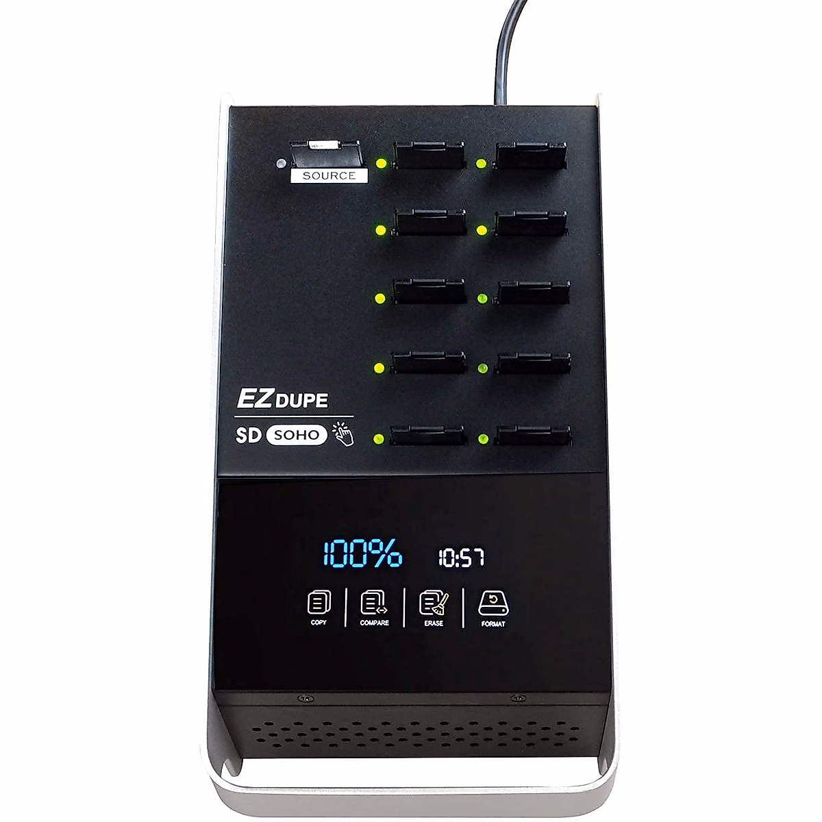 EZ Dupe SOHO Touch 1 to 10 SD Duplicator - Secure Digital Card and MicroSD TF Media Memory Copier (with Adapter) Cloner & Eraser with Touch Screen (DM-FD0-11SD10TP)