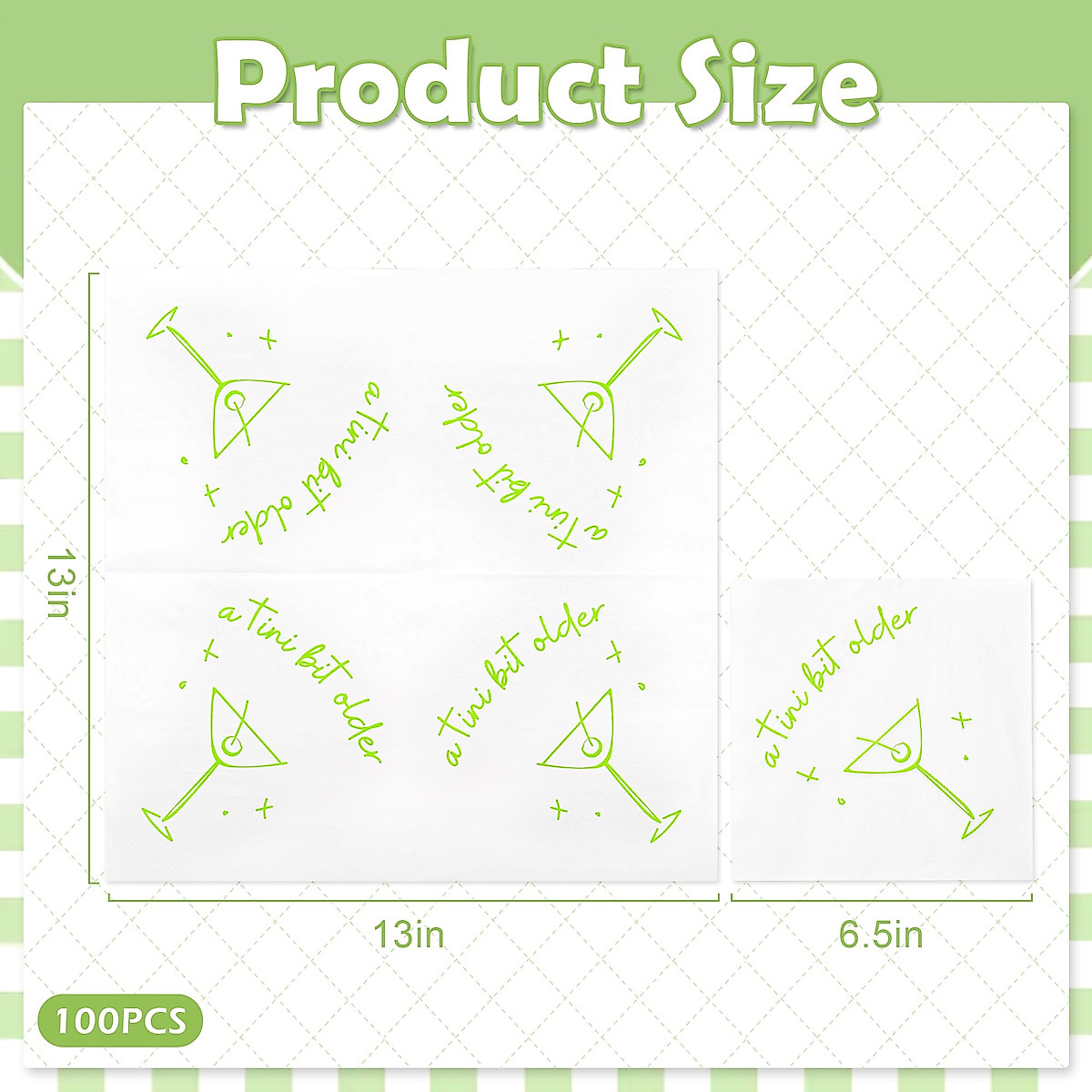 100Pcs A Tini Bit Older Paper Napkins Margarita Birthday Party Napkins Coquette 21st Bday Luncheon Cocktail Napkins for Martini Bachelorette Birthday Fiesta Party Supplies Table decorations