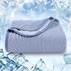 SOCHOW Cooling Blanket for Bed, Lightweight Breathable Soft Double Side Thin Summer Blanket for Adults Baby Kids, Blue 80 × 87 Inches