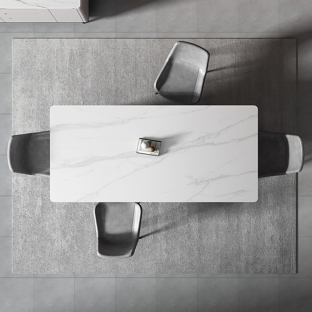 Luck Live 70.8'' Dining Table for 4 to 8 - High Hardness,Smudge Resistance,Fireproof,High Temperature Resistance - New Sintered Stone Material Rectangle Dining Table，Dining Room,White, Easy