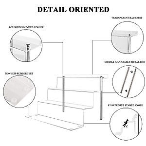 LileZbox Acrylic Display Risers Shelf for Pops Figures, Clear 4-Step Display Stand for Display Or Collection( 12 X 9 in) (large-2 pack)