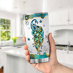 9GIFT4YOU Peacocks Jewelry Style Coffee Tumbler Cute Birthday Gifts For Girls Friends Women Travel Mug With Lid Insulated Cups Inspirational Quote Hot And Cold Drinks Tumblers