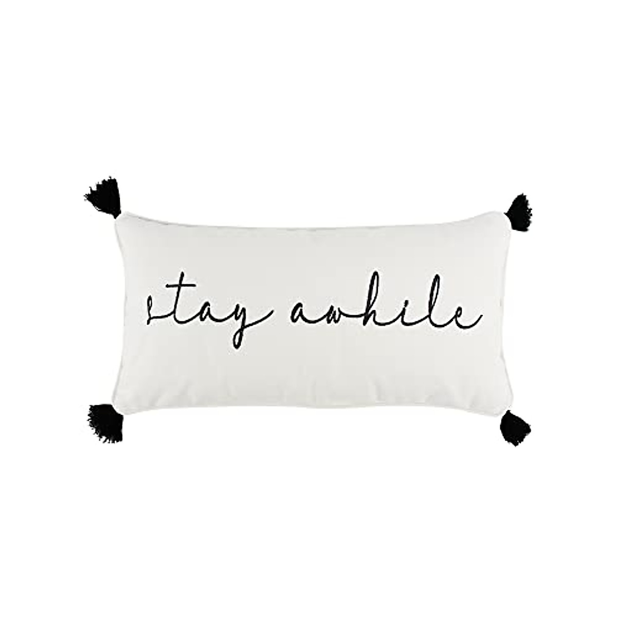 Levtex Home - Caden - Decorative Pillow (12 x 24in.) - Stay Awhile - Black and White