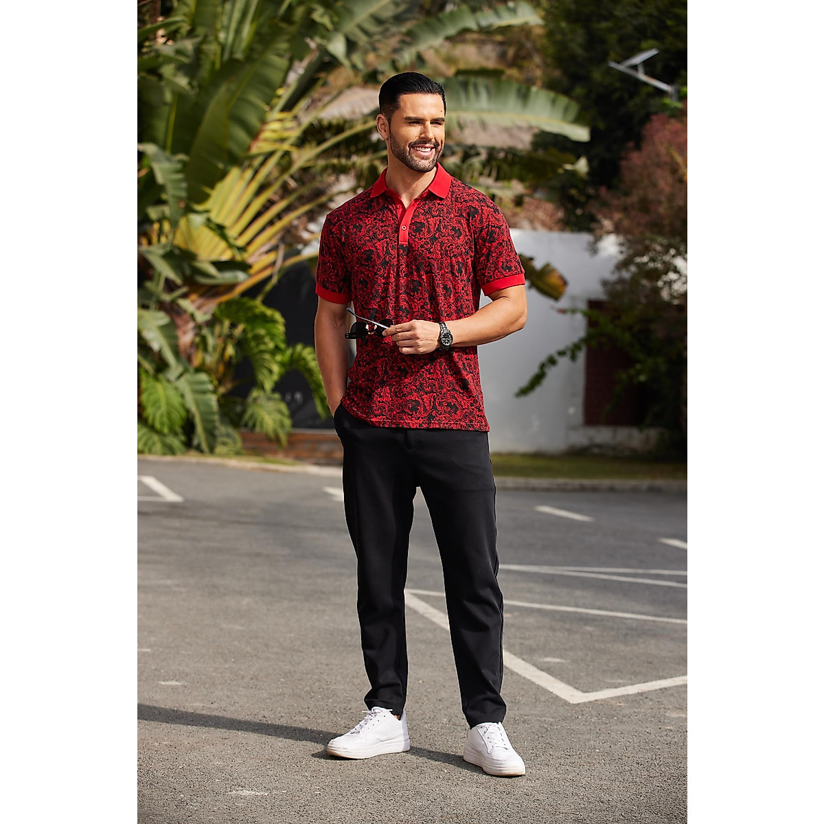 COOFANDY Men's Casual Drawstring Pants Regular Fit Elastic Waist Cotton Basic Straight Leg Cargo Pants Black