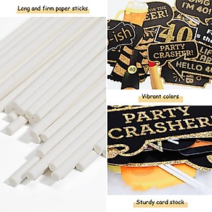 Adult 40th Birthday Photo Booth Props(41Pcs) for Her Him Cheers to 40 Years Birthday Party, Gold and Red Decorations,40th Happy Birthday Party Supplies for Men Women