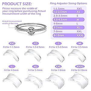 38 Pcs Ring Sizer Adjuster for Loose Rings with Ring Size Measuring Tool, Plug-in Invisible Ring Guards Silicone Tightener EVA Foam Ring Size Adjuster Set with Polishing Cloth
