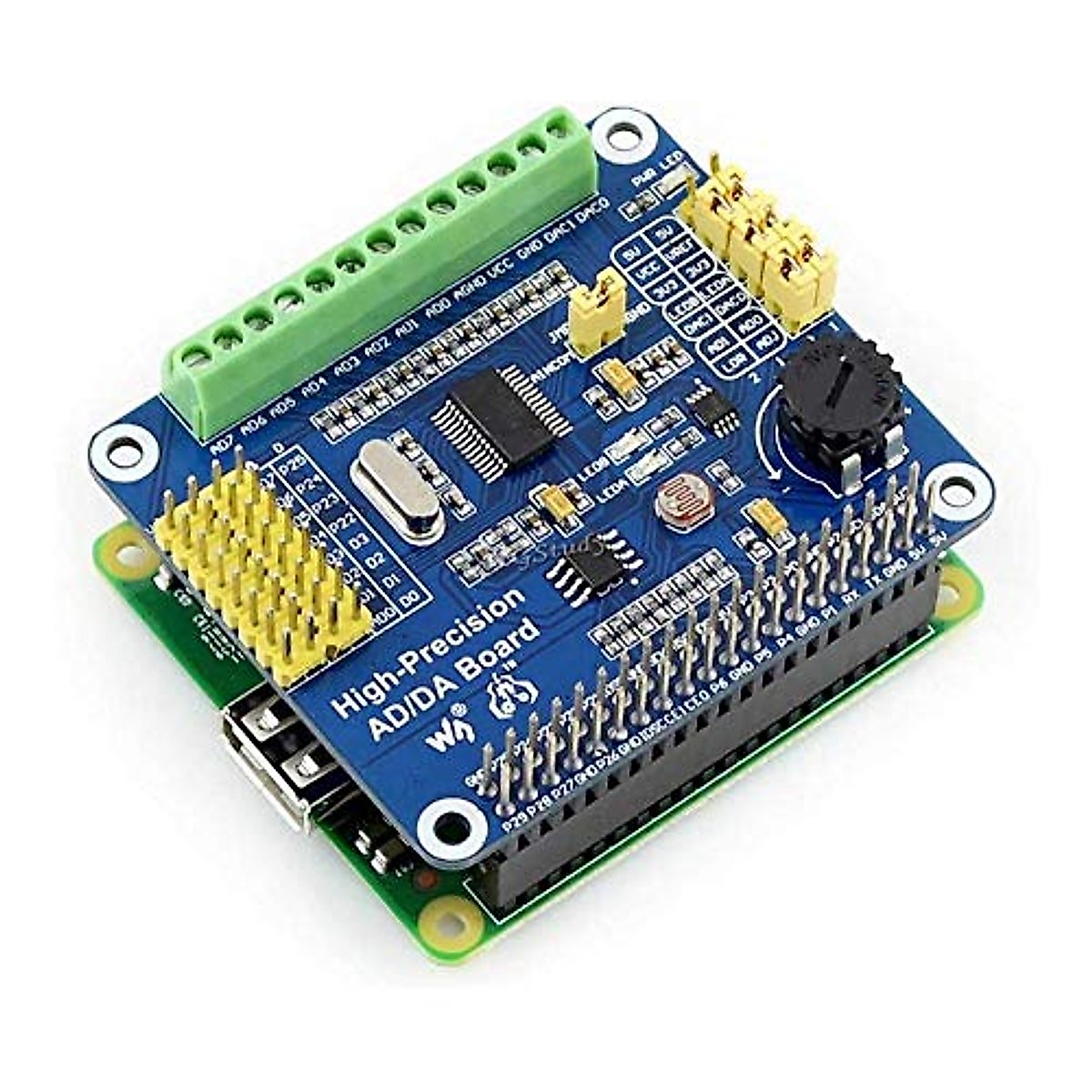XYGStudy for Raspberry Pi 4B/3B+/3B/2B/B+/A+ Jetson Nano High-Precision AD/DA Expansion Board Sheild Onboard ADS1256 DAC8552 ADC DAC Jumper