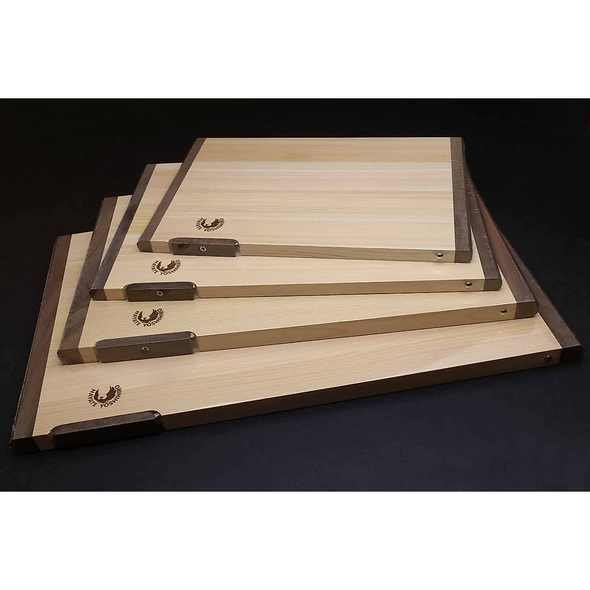 Yoshihiro Hinoki Cypress Japanese Natural Wooden Professional Grade Cutting Board with Anti Twisting Walnut Rim (X-Large)