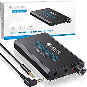 eSynic Professional 16-300Ω Headphone Amplifier Portable Headphone Volume Amplifier Rechargeble Headphone Amp Desktop Amp With 3.5mm Jack & A Two-stage Gain Switch for MP3 MP4 Phones and Computers etc