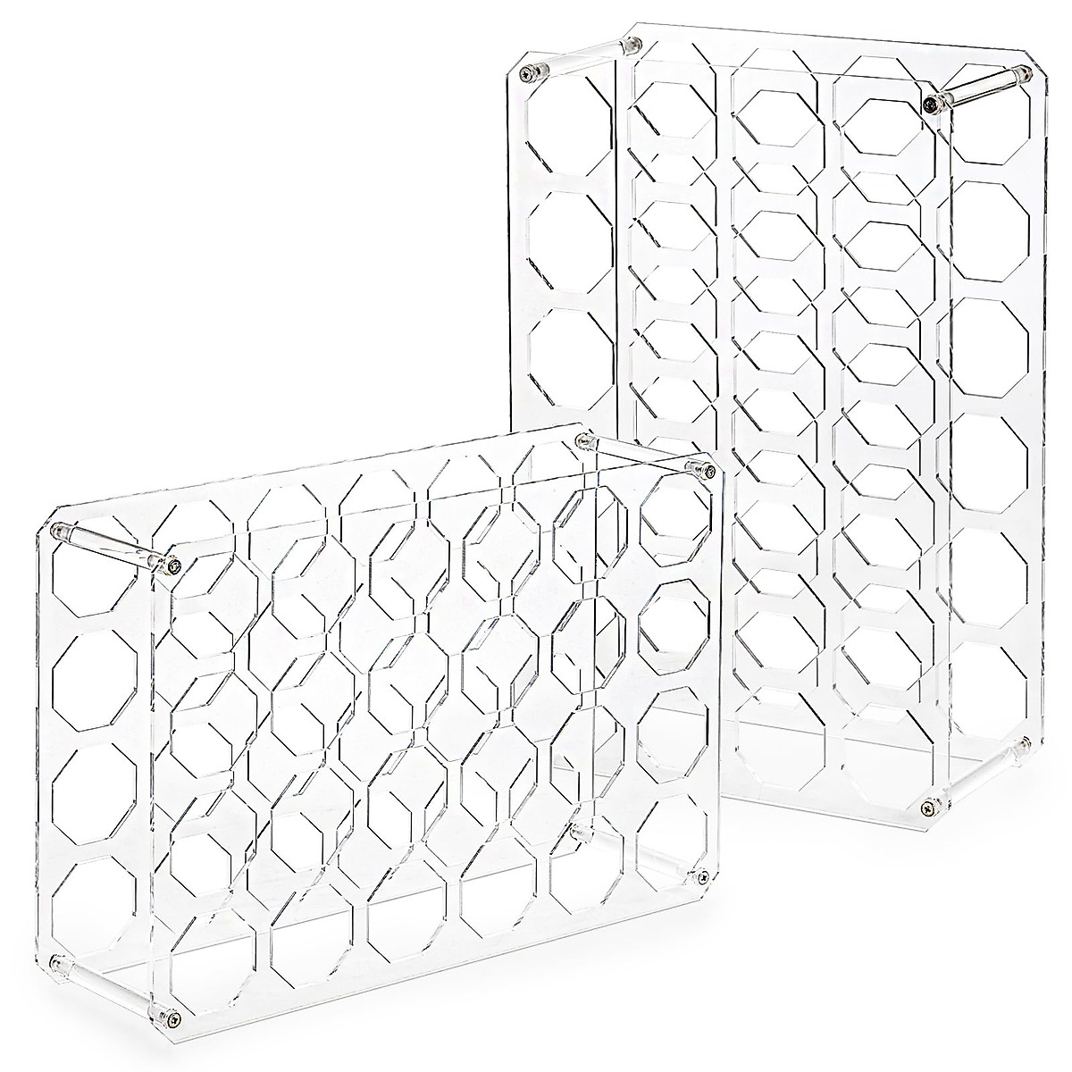 Elsjoy 2 Pack Vinyl Roll Holder, 48-Holes Acrylic Vinyl Roll Storage Organizer, Desktop Vinyl Roll Storage Rack Vinyl Roll Display Stand for Craft Room, Art Craft Paper