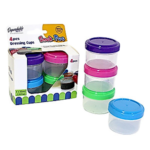 Twist Top Salad Dressing Cups Kitchen Storage Container Pack of 4 Reusable Dipping Sauce
