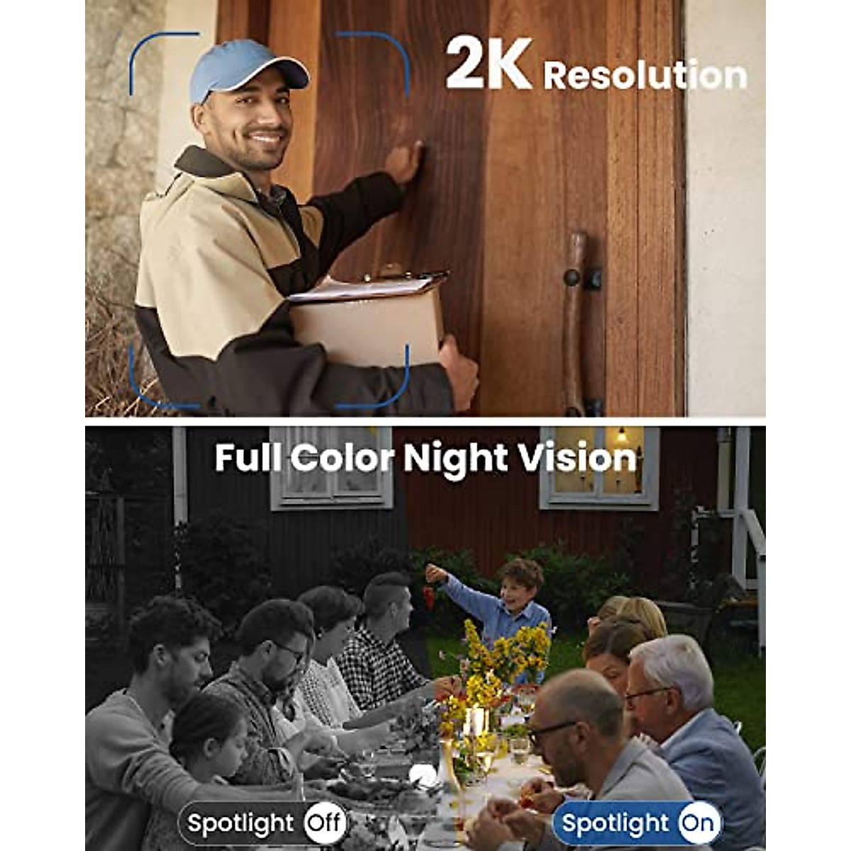 MUBVIEW 2K Security Camera Outdoor, Security Cameras with 360° PZT View, 2.4G WiFi Wired Home Surveillance Cameras, Color Night Vision, Motion Detection, Siren, 2 Way Talk, 24/7, Works with Alexa